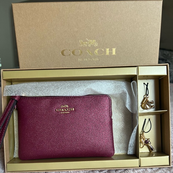 Coach | Bags | Coach Leather Wristlet With Two Gold Keychains | Poshmark